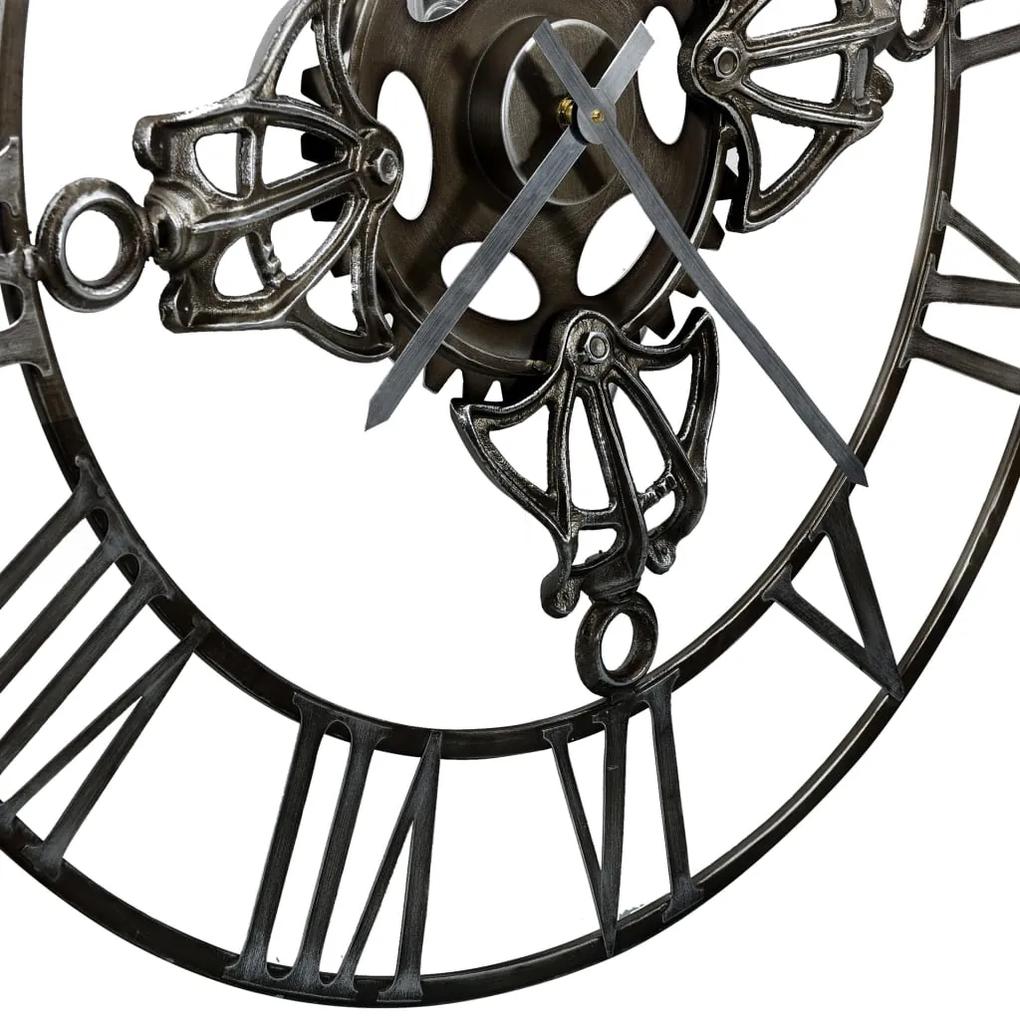 Nástěnné hodiny stříbrné 78 cm kov - Default Title