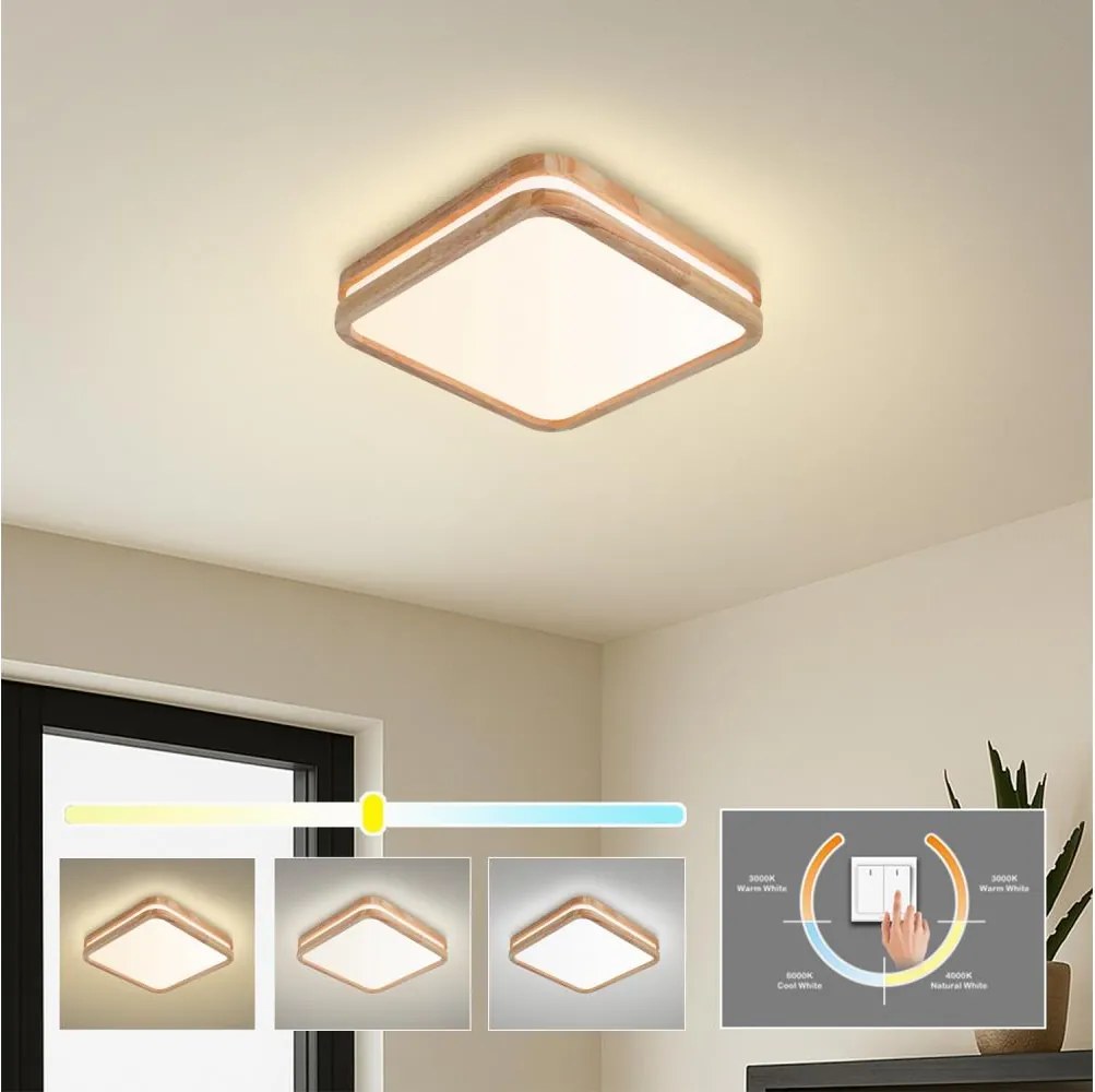 Brilagi -LED Stropní sv. MOLINA SQUARE LED/32W/230V 3000/4000/6000K dub 30x30 cm
