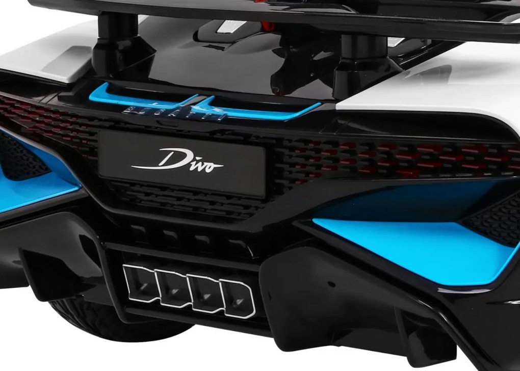 Ramiz Dětské autíčko na baterie Bugatti Divo bílé + dálkové ovládání + EVA kola + pomalý start + LED + MP3