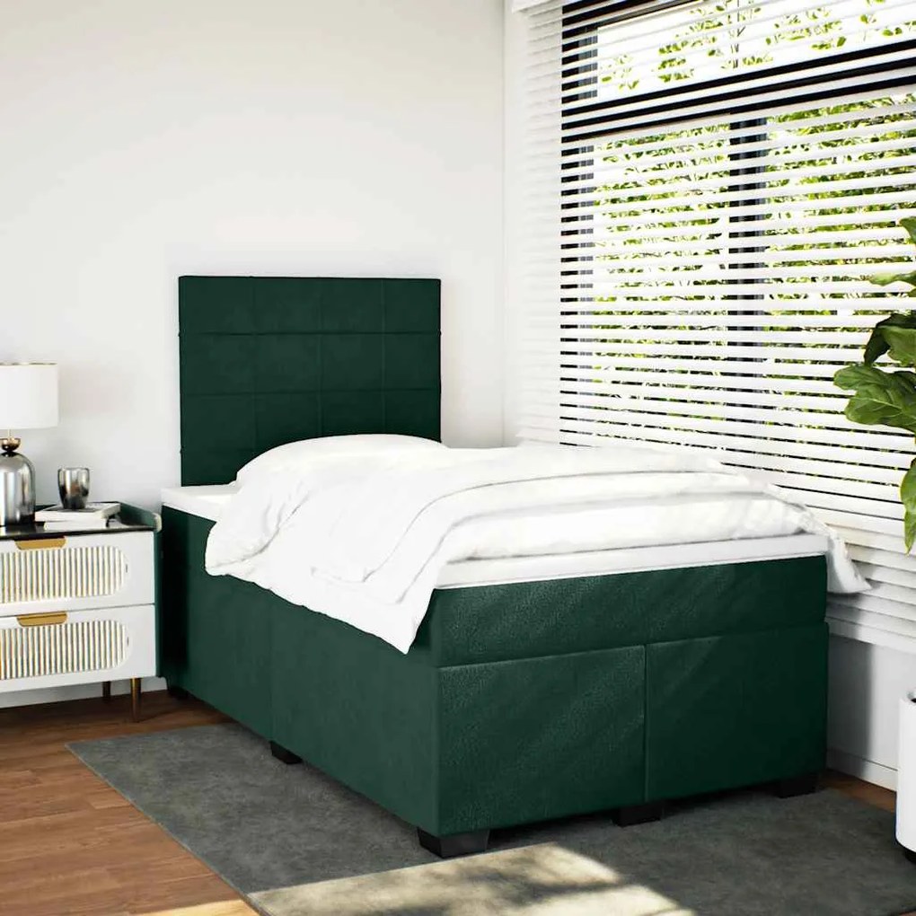 Box spring postel s matrací tmavě zelená 120 x 200 cm samet 3290885