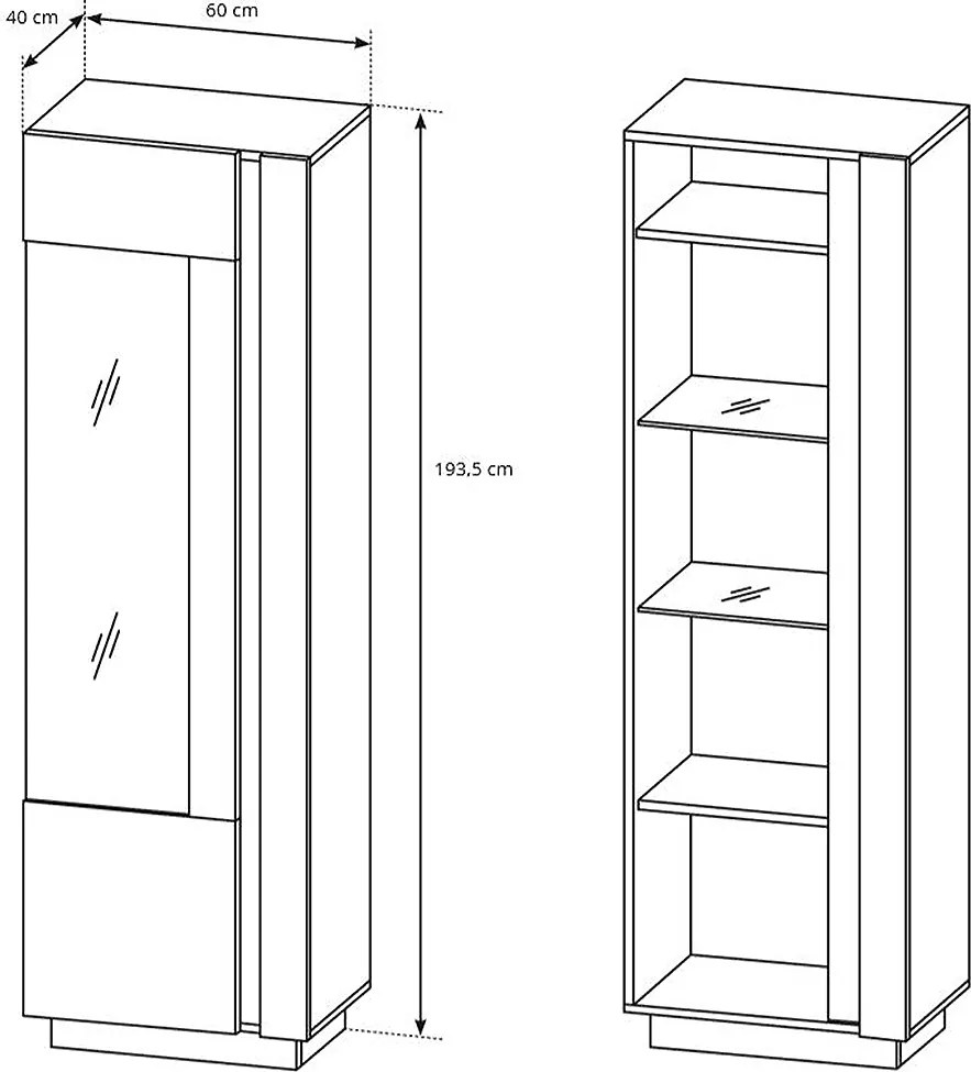 ARCO | vysoká vitrína 60 | 60 cm | bílá mat/lesk/dub grandson