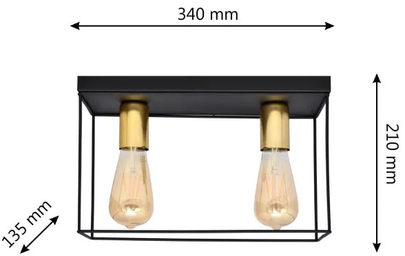 Stropní svítidlo FINN 2xE27/15W/230V černá/zlatá
