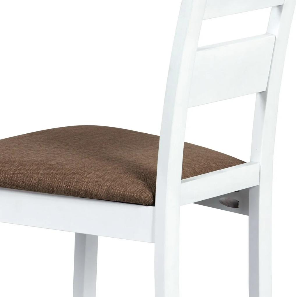 Autronic Dřevěná jídelní židle BC-2603 WT, potah hnědý/bílá