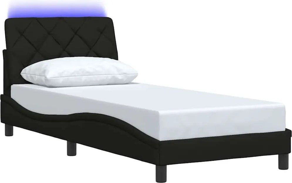 Rám postele s LED bez matrace černý 90x200 cm Látka 3310645