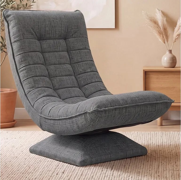 Křeslo Aberdeen šedý textil 5fach nastavitelný 360 stupňů otočný skládací