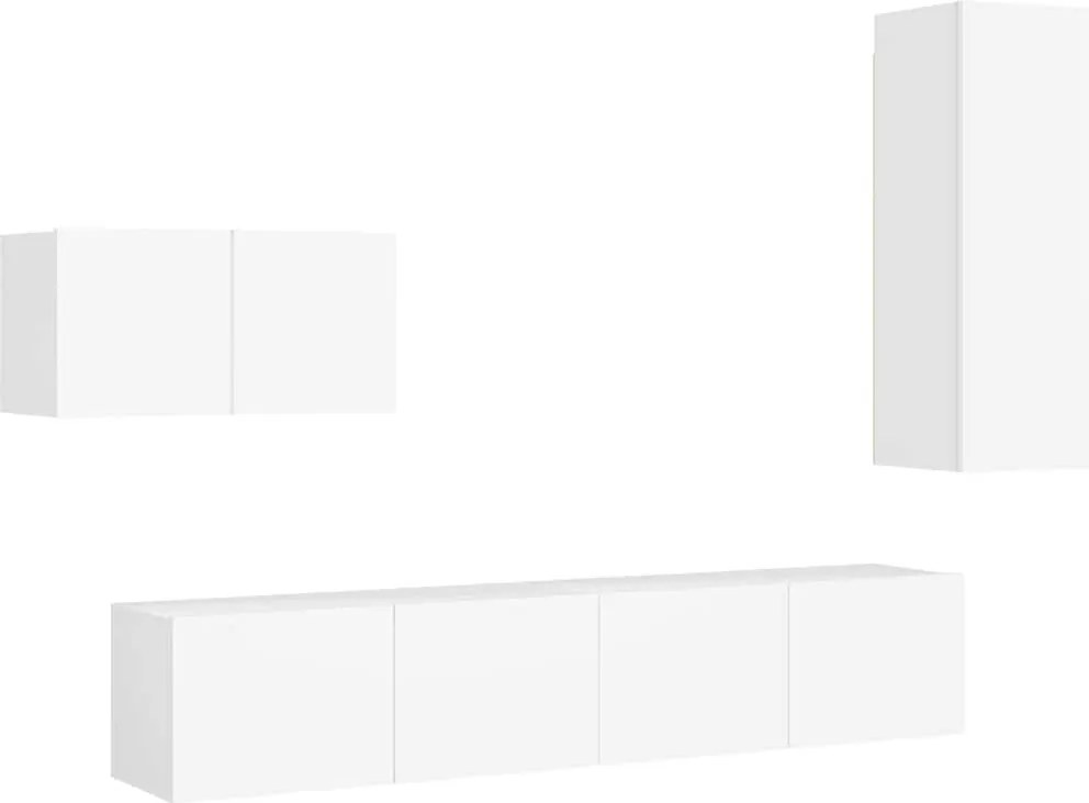 4dílný set TV skříněk bílý kompozitní dřevo 3078678