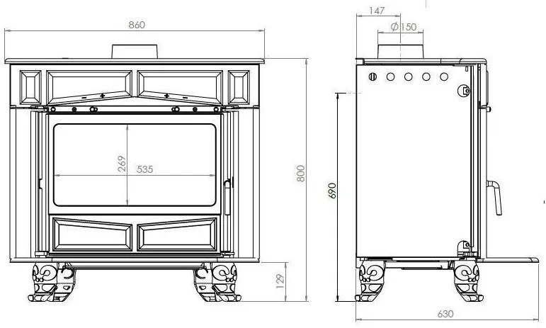 PLAMEN Litinová krbová kamna GLAS FRANKLIN - černá