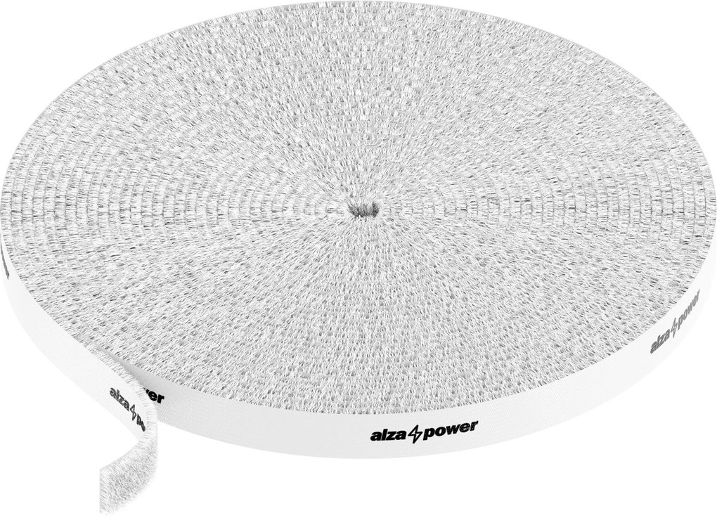 Organizér kabelů alzapower velcrostrap+ roll 10m bílá