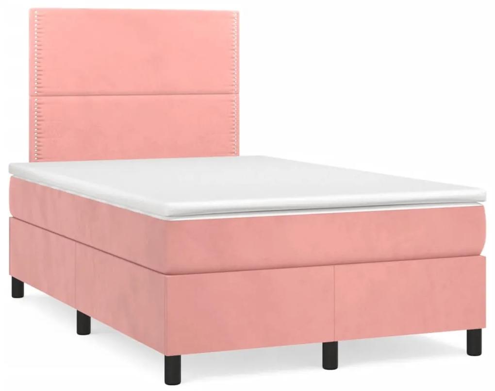 vidaXL Box spring postel s matrací růžová 120x190 cm samet