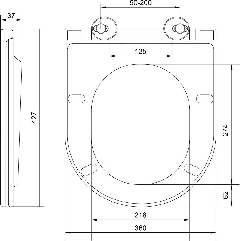 Mereo WC závěsné kapotované Rimless vč. sedátka 495 x 360 x 370 keramika bílé VSD82T1