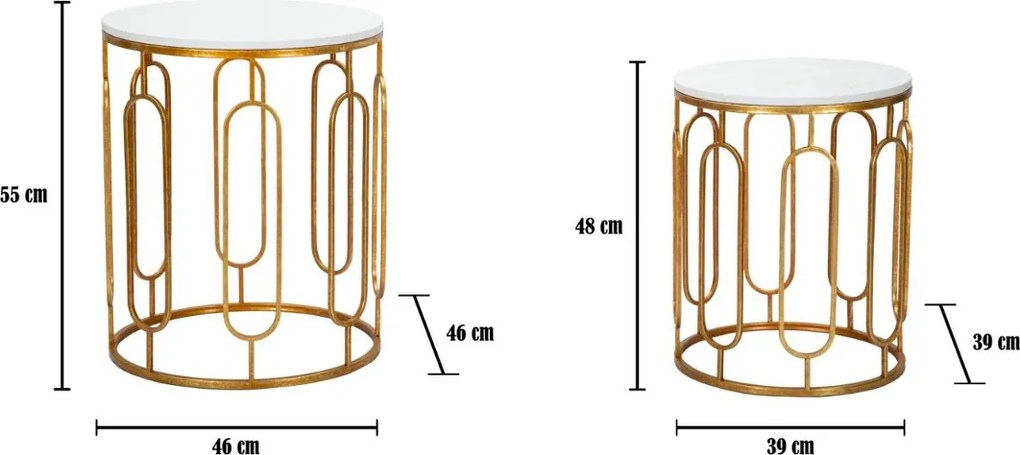 Sada odkládacích stolků Tanwen 46 cm zlatá