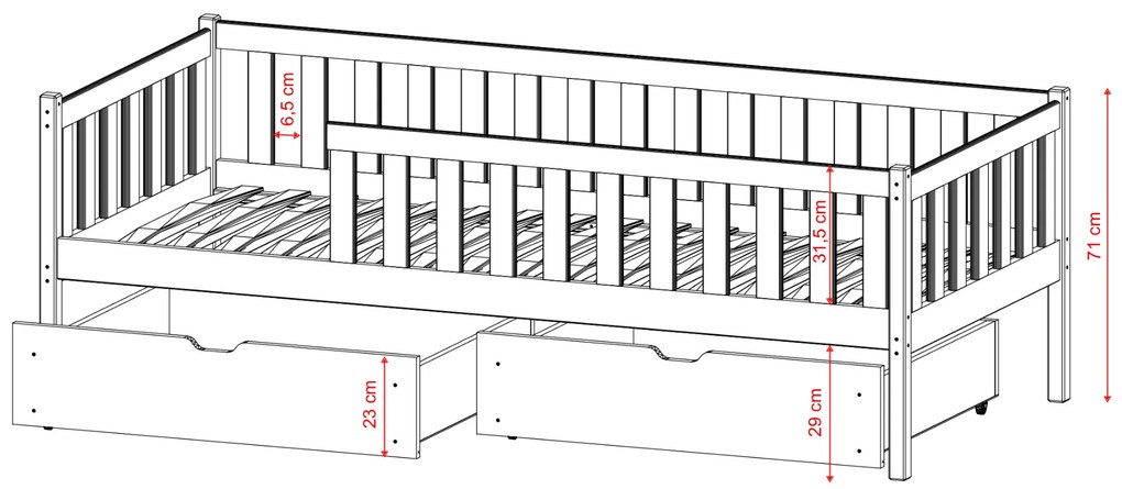 Lano Furniture Dětská postel Antonio borovice Rozměr (cm): 80x180