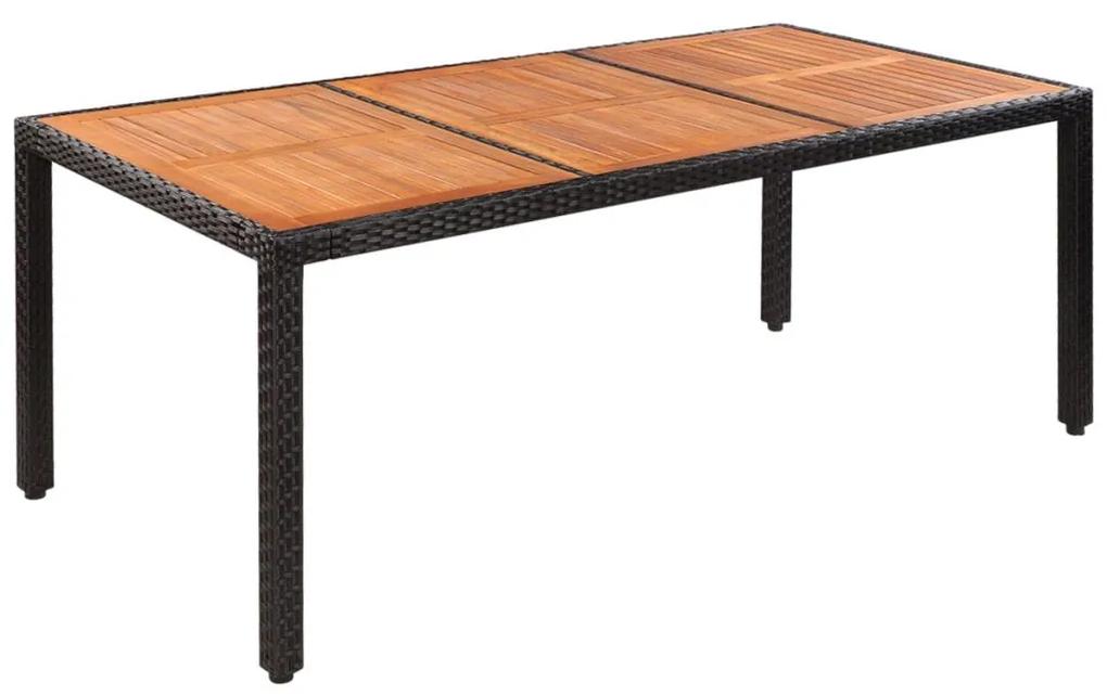 Polyratanový venkovní stůl s deskou z akácie | 190x90x75 cm