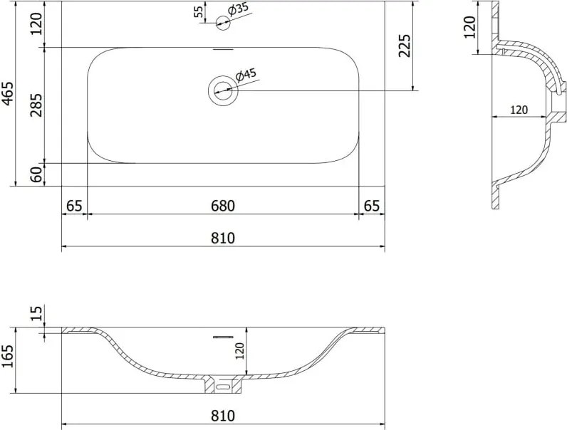 Mexen Rivel, koupelnová skříňka 80 cm s umyvadlem Vela, 2 zásuvky, drážkovaná, grafitová matná/bílá matná, 91A20-08047-2-BFF66-W23M0
