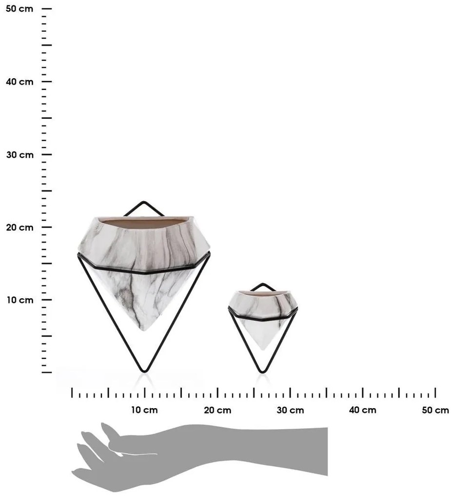 Nástěnné květináče Semela bílý mramor/černé