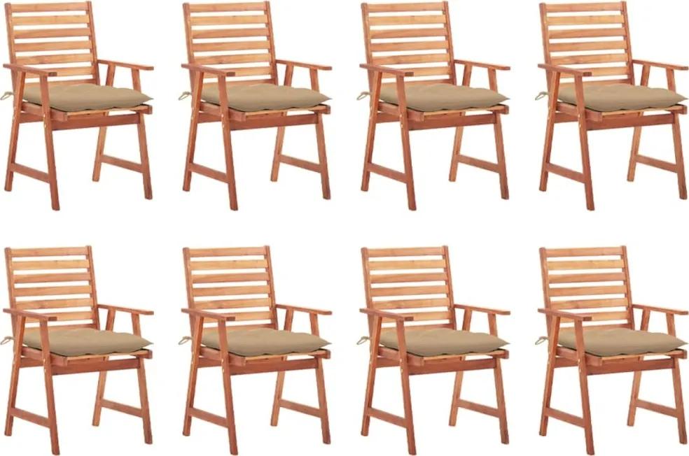 vidaXL Zahradní jídelní židle 8 ks s poduškami masivní akáciové dřevo [3078390] Barva: antracitová