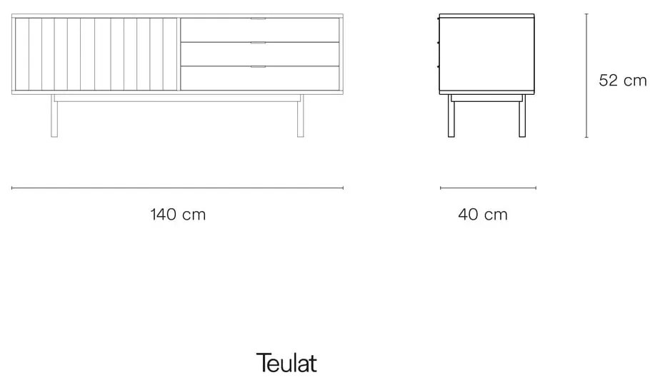 TV stolek v dekoru dubu v černo-přírodní barvě 140x52 cm Sierra – Teulat