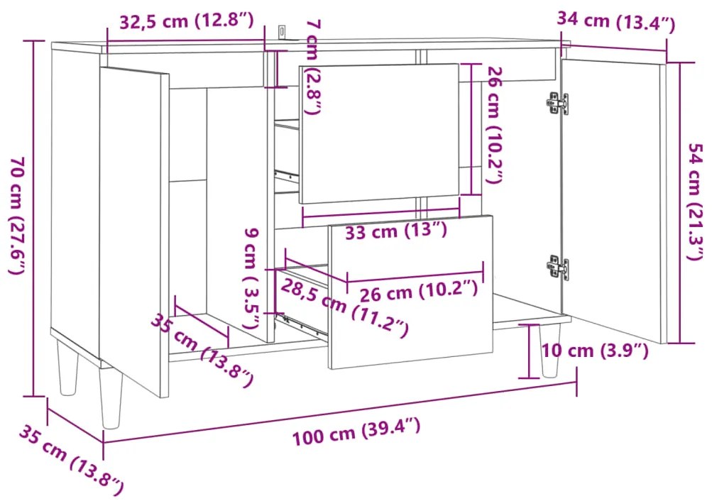 vidaXL Marketos Příborník dub sonoma 101 x 35 x 70 cm kompozitní dřevo