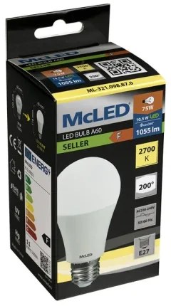 LED žárovka E27 McLED 10,5W (75W) teplá bílá (2700K) ML-321.098.87.0
