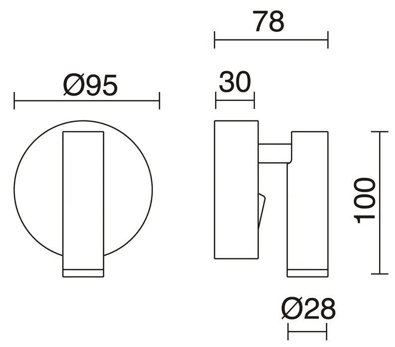 Exo 977A-L0103A-02 nástěnné LED svítidlo Minimal, černé, 3W, 3000K, ø9,5cm, IP20