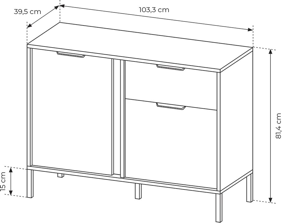 LARS a | komoda 103 2DS | 103,3 cm | antracit