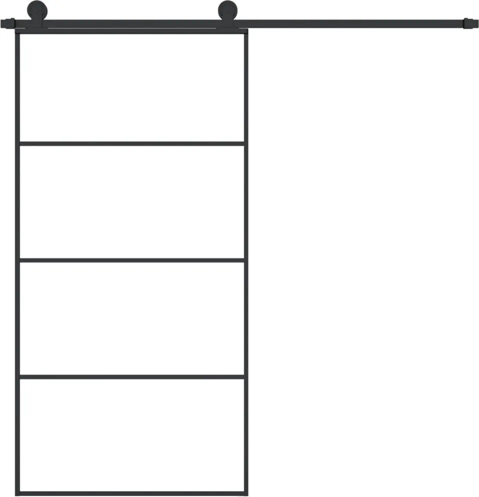 Posuvné dveře s kováním 102,5 x 205 cm ESG sklo a hliník 3152150