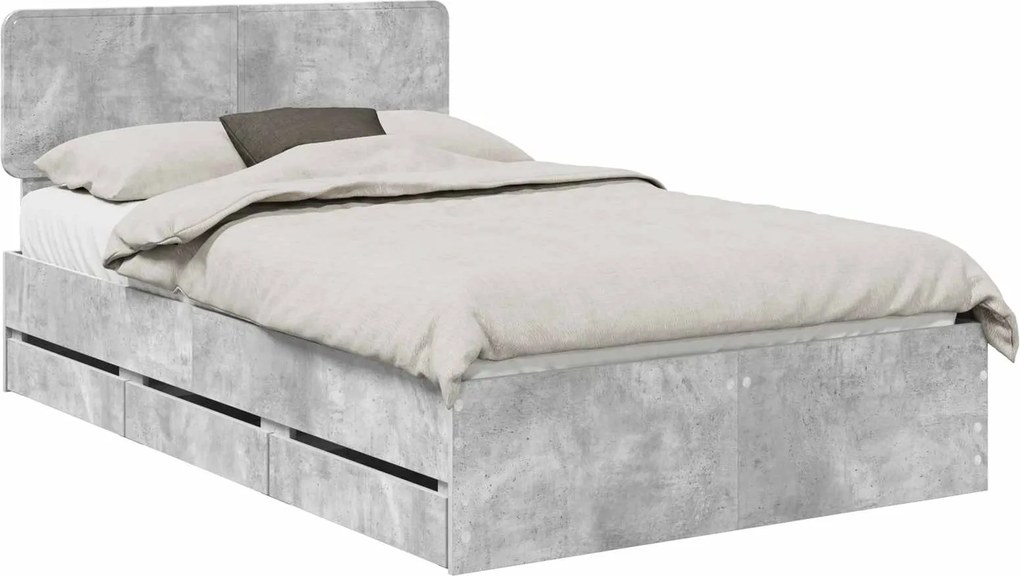 Rám postele s čelo Betonově Šedá 135 x 190 cm Dřevěný materiál 3412195