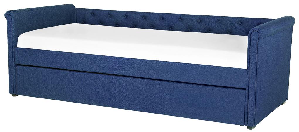 Rozkládací čalouněná postel 80 x 200 cm modrá LIBOURNE Beliani
