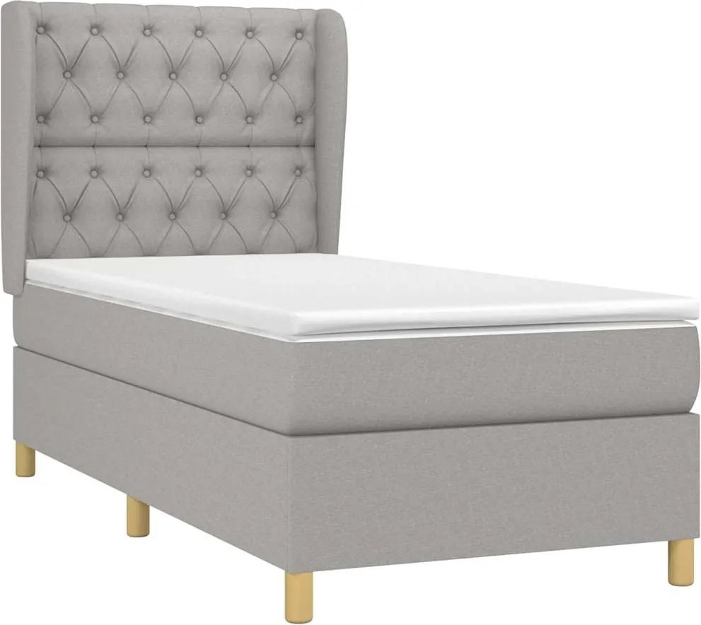 Box spring postel s matrací světle šedá 80 x 200 cm textil 3128717