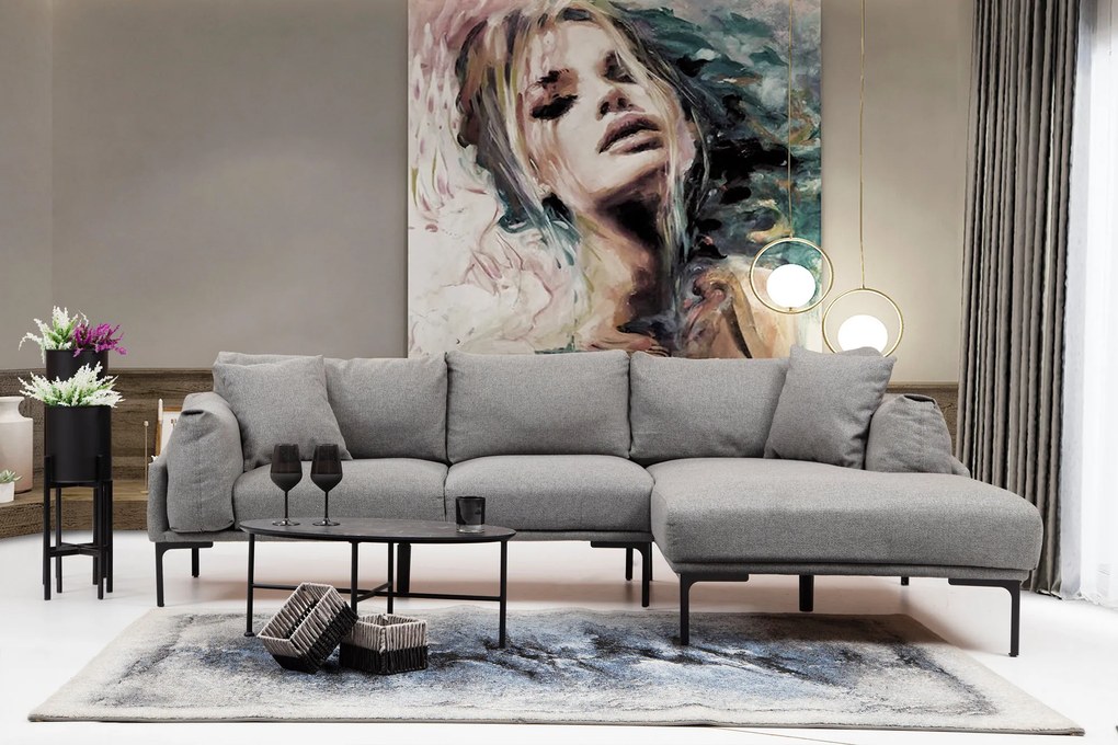 Hanah Home Rohová pohovka LEO šedá pravá 560ARE1172