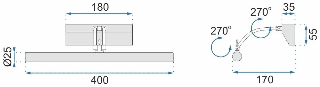 Toolight Nástěnné svítidlo LED 5W 40CM APP364-1W - chrom