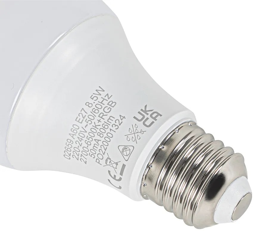Sada 3 chytrých LED žárovek E27 A60 matná RGBW 8,5W 806 lm 2700K