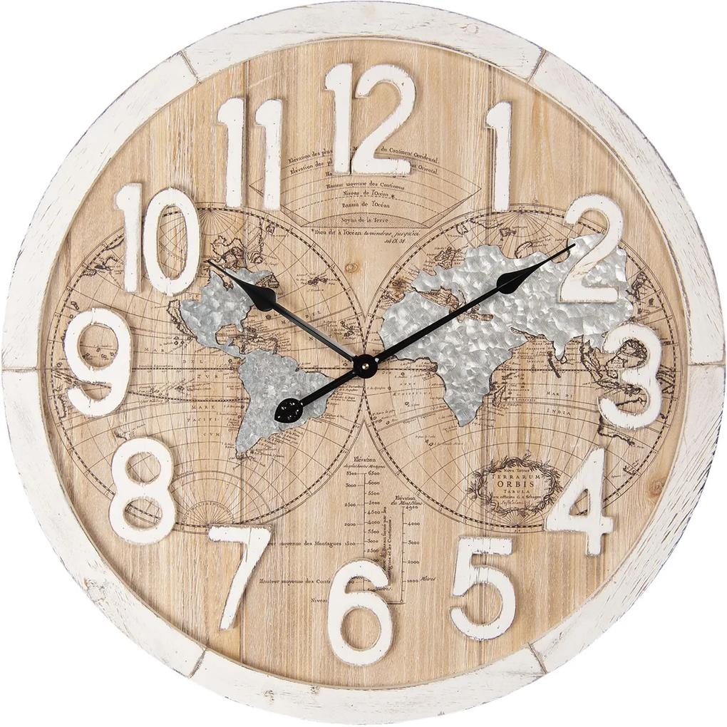 Vintage nástěnné hodiny s plechovými světadíly – Ø 70*4 cm / 1*AA