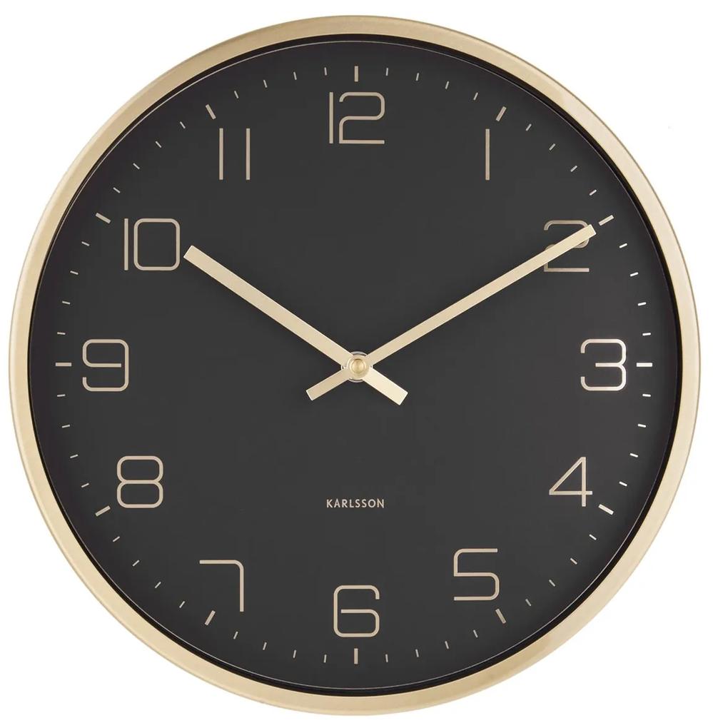 KARLSSON Nástěnné hodiny Gold Elegance – černé 30 × 4 cm