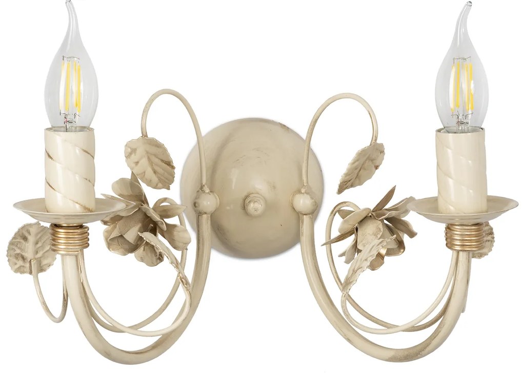 Light for home - Nástěnné světlo 40802 "CAMELLIA", 2x40W, E14, béžová, zlatá, patina
