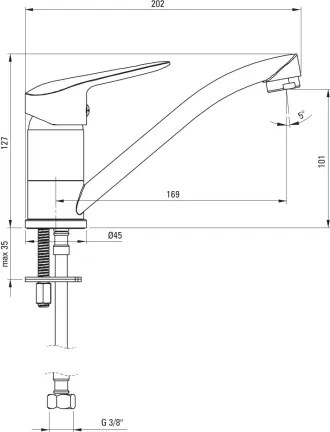 Deante BMO_N26M - Umyvadlová baterie BORO 12,7 cm černá