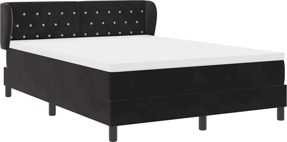 Postel s boxspringem s čelo Černá 140 x 200 cm samet 3340336