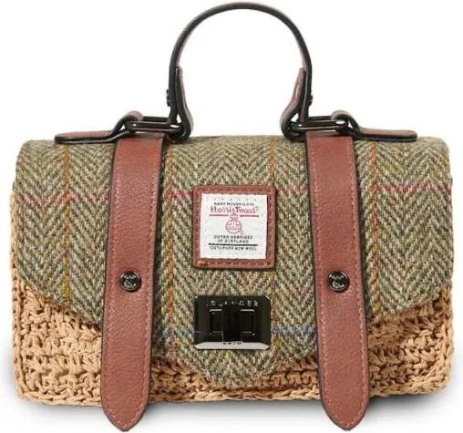 Kabelka The Mini Straw Satchel Chestnut Herringbone - Islander