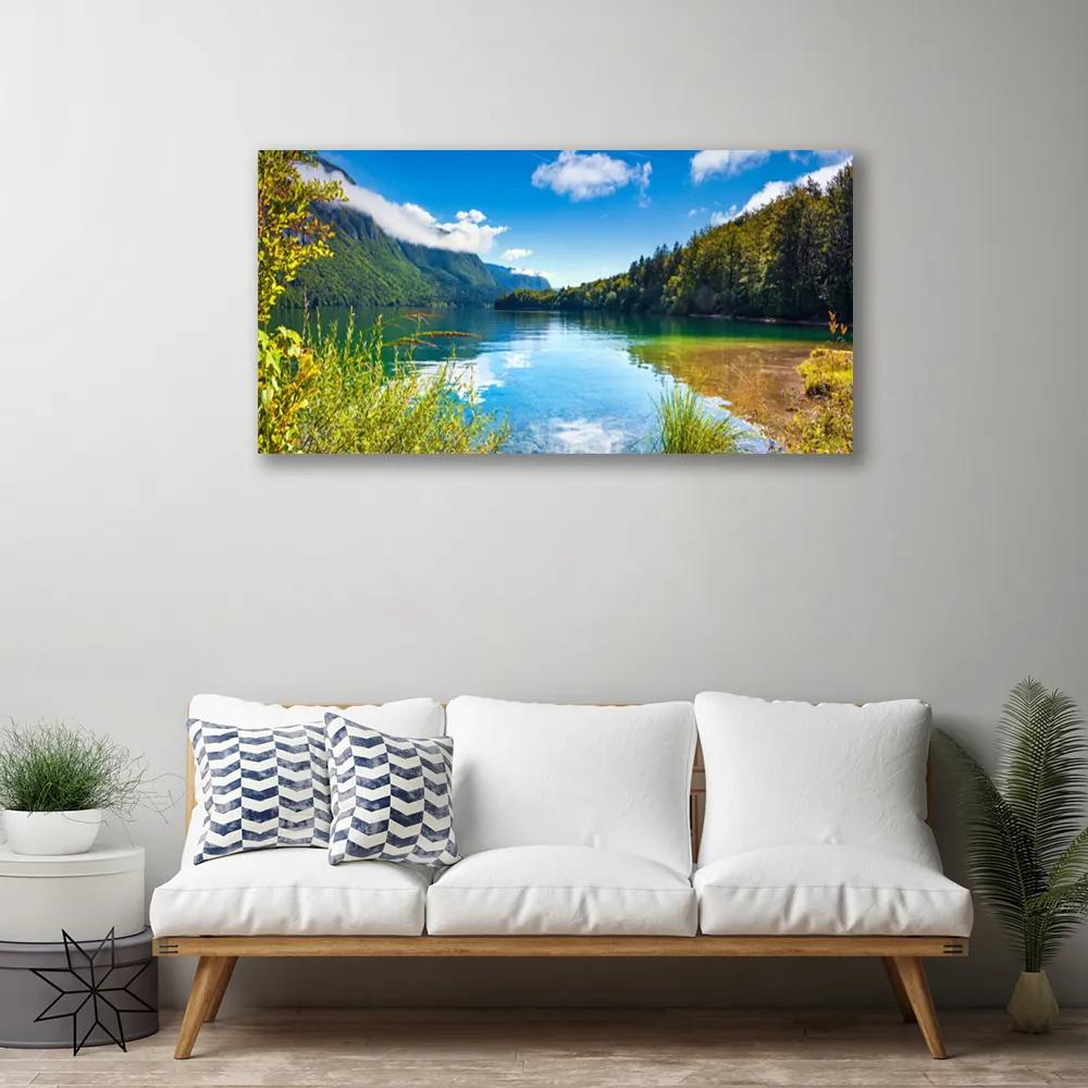 Obraz na plátně Hory Les Příroda Jezero 140x70 cm