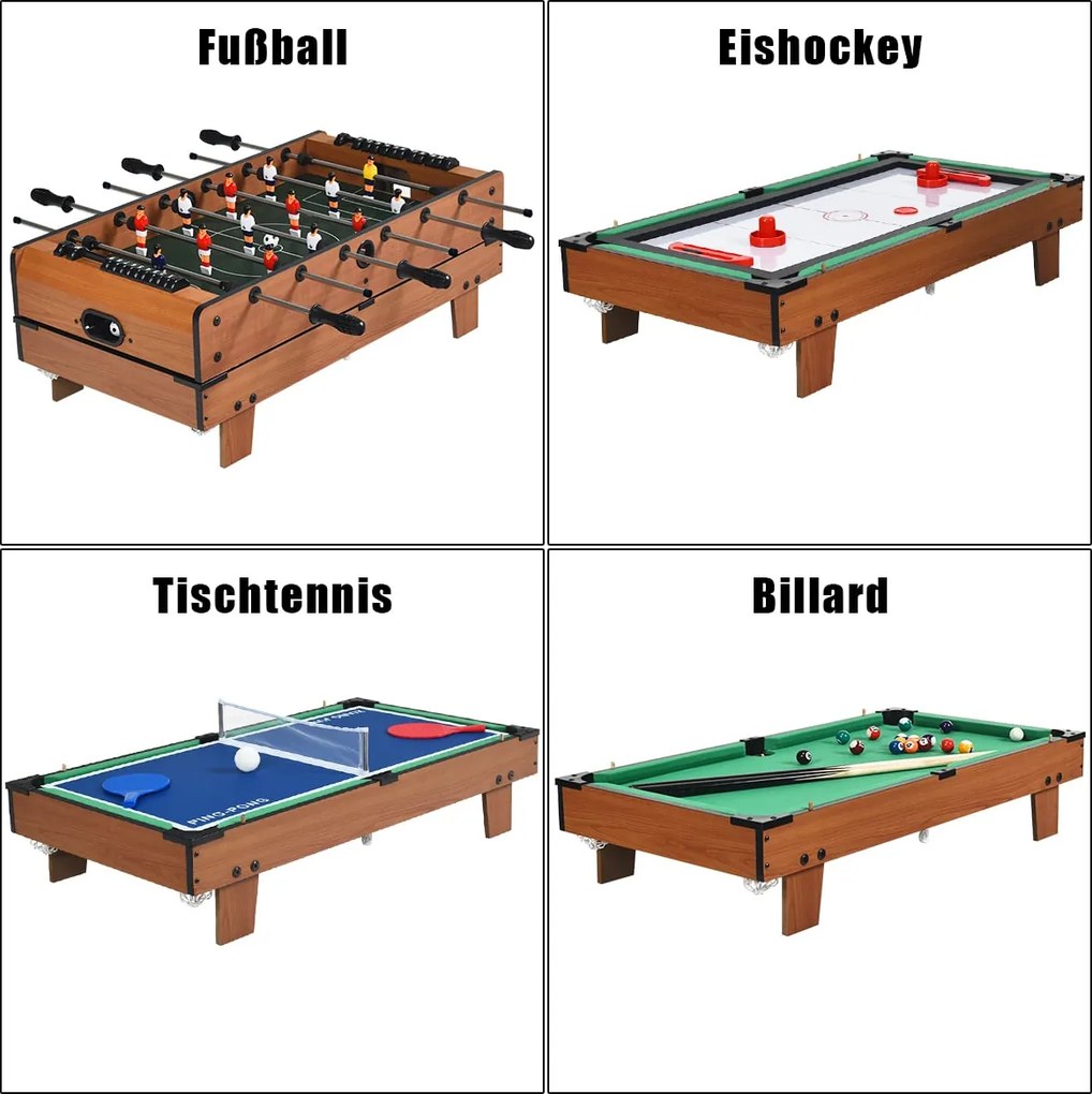 Costway 4 v 1 Hrací stůl a na stolní tenis a na vzdušný hokej a na fotbálek