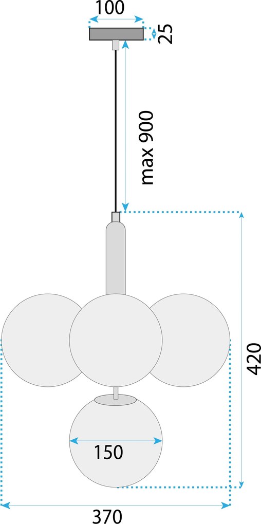 Toolight Toolight, závěsné svítidlo s bílými koulemi 5xE27 APP1574-5CP, bílá-zlatá, OSW-00360