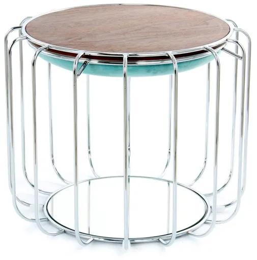Kayoom Odkládací stolek / Pouf Comfortable 110 Mint / stříbrná