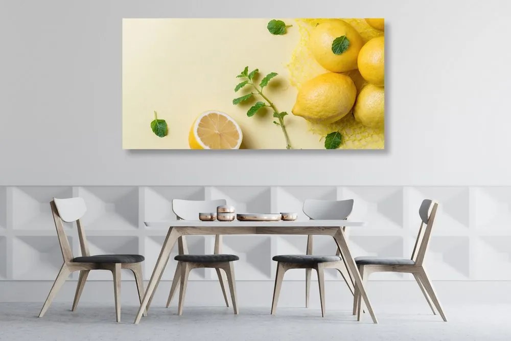 Obraz citrony s mátou