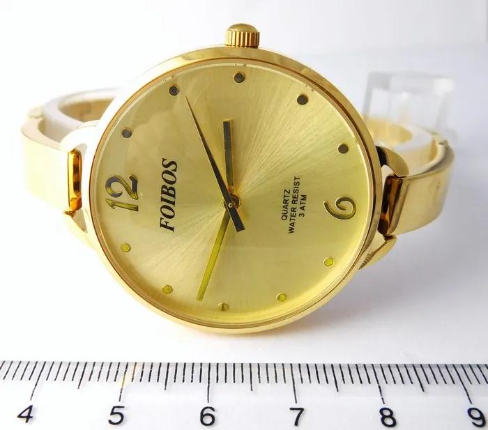 Foibos Dámské čitelné velké zlacené hodinky Foibos 26892 s velkým číselníkem