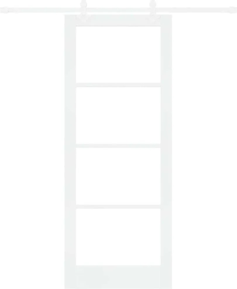 Posuvné dveře 83 x 211 cm Masivní borové dřevo a sklo Bílá 3332224