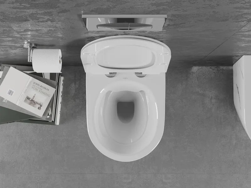 Mexen Lena, závěsná WC mísa Rimless s duroplastovým sedátkem s pomalým zavíráním, imitace mramoru-bílý kámen, 30224092