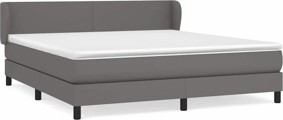 Box spring postel s matrací šedá 160x200 cm umělá kůže 3127203