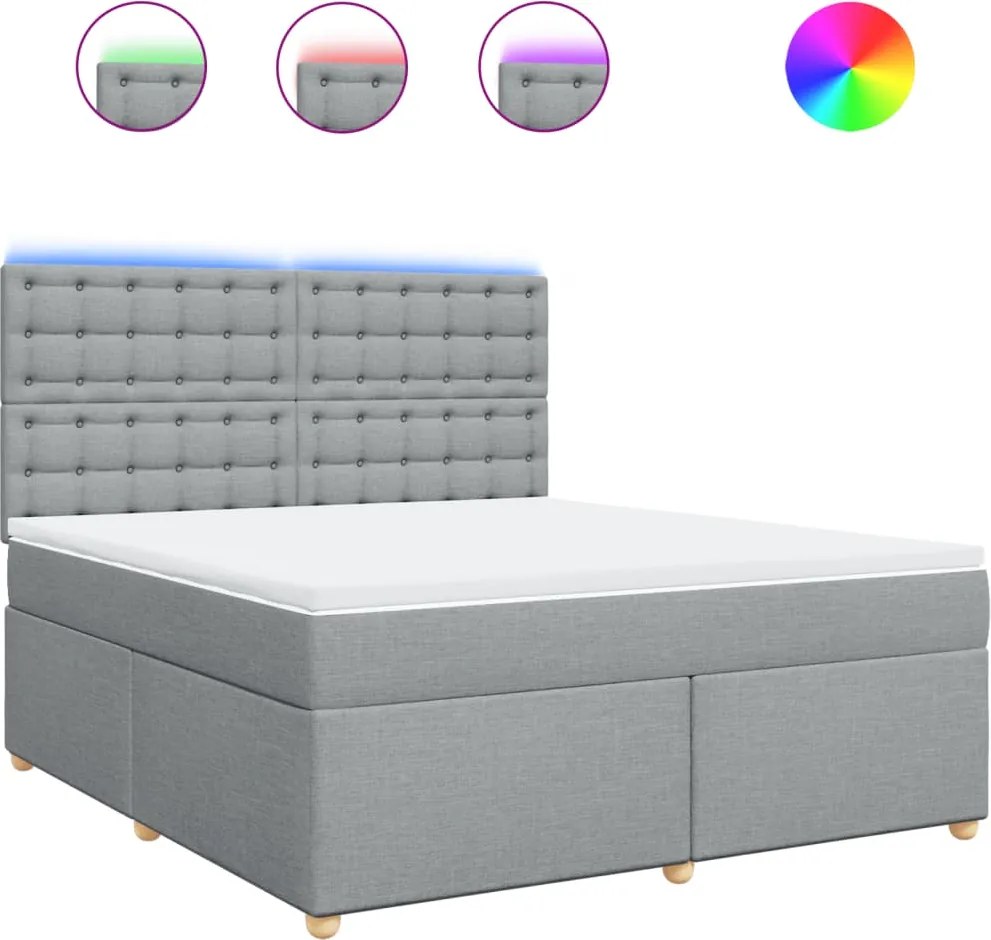 Box spring postel s matrací světle šedá 180 x 200 cm textil 3293673