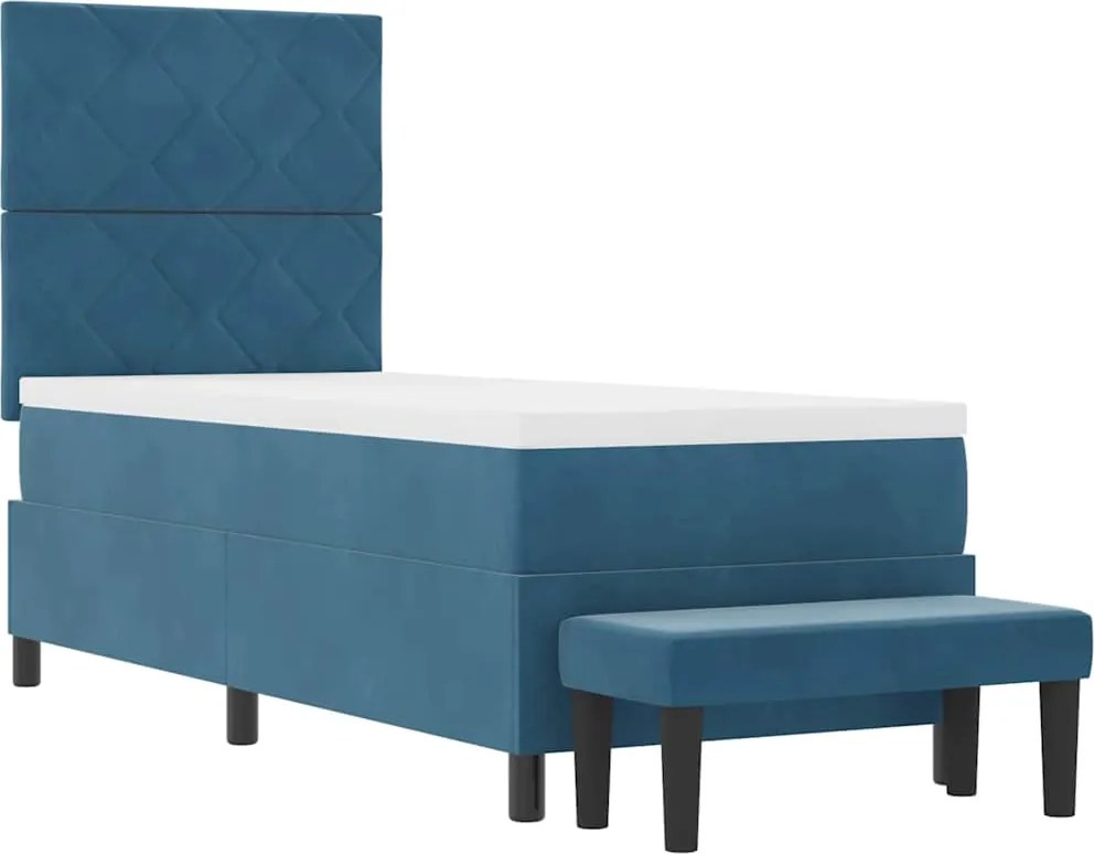 Postel s boxspringem s čelo Tmavě moddrá 200 x 80 cm samet 3344544