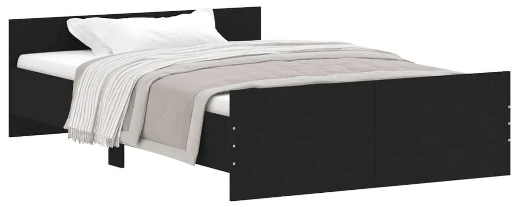 vidaXL Rám postele s hlavovým a nožním čelem černý 120 x 200 cm